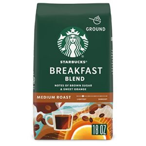 starbucks breakast blend medium roast ground coffee, 18 ounce (pack of 1)