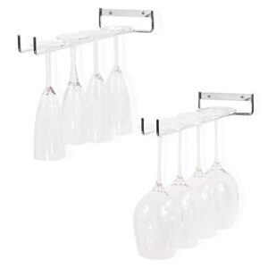 wallniture chiraz wine glass rack wall mounted kitchen organization and storage set of 2, 15 inch chrome stemware holder