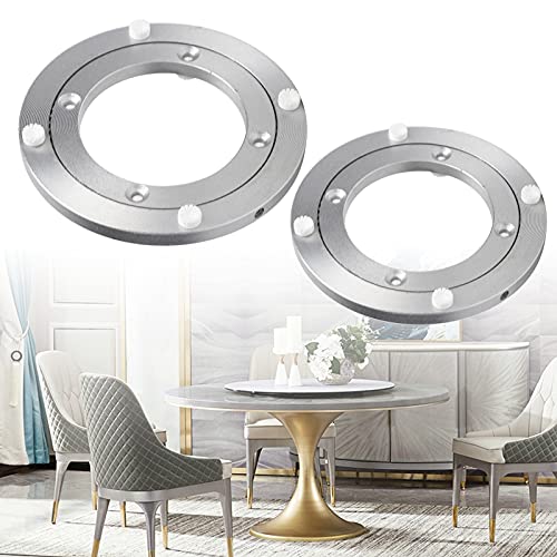 Buachois Aluminum LazySusan Heavy Duty Metal Rotating Bearing Turntable Ring SwivelPlate Hardware for Glass Top Wood Top (5inch)