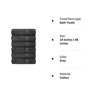 QUBA LINEN Luxury Hotel & Spa 100% Cotton Bath Towels Set of 6 - 24x48 inch Ultra Soft Large Bath Towel Set Highly Absorbent Daily Usage Ideal for Pool and Gym Pack of 6 - Lightweight