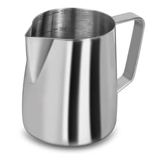 milk frothing pitcher, 12 oz milk frother steamer cup stainless steel espresso cup