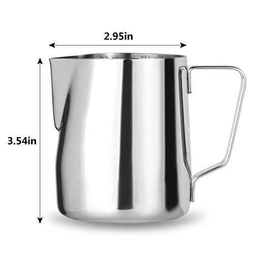 Milk Frothing Pitcher, 12 Oz Milk Frother Steamer Cup Stainless Steel Espresso Cup