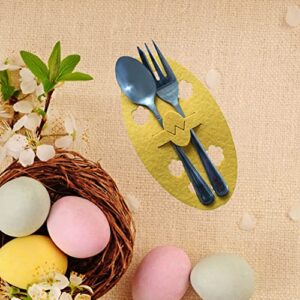 DOITOOL 12pcs Table Holder Storage Holders Dining Bag Decor Decorations Bunny Lovely Designed Cap Suit Flatware Pouches Adornments Wrapping Egg Festival Wedding Knife Spring Covers Cover