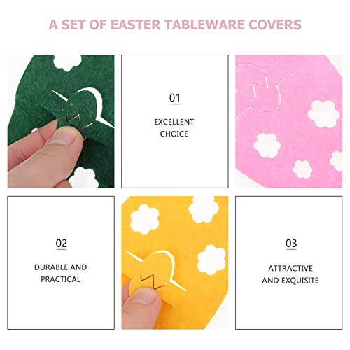 DOITOOL 12pcs Table Holder Storage Holders Dining Bag Decor Decorations Bunny Lovely Designed Cap Suit Flatware Pouches Adornments Wrapping Egg Festival Wedding Knife Spring Covers Cover