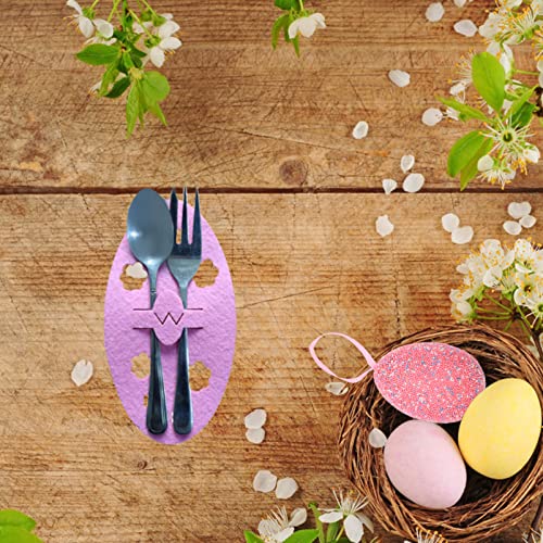 DOITOOL 12pcs Table Holder Storage Holders Dining Bag Decor Decorations Bunny Lovely Designed Cap Suit Flatware Pouches Adornments Wrapping Egg Festival Wedding Knife Spring Covers Cover