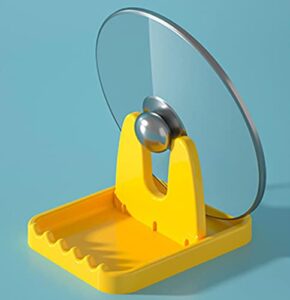 zeynsa household vertical collapsible pot lid rack plastic desktop multifunctional kitchen shelf spoon spatula storage rack yellow