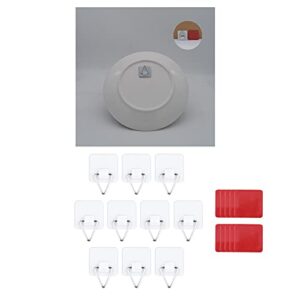 10 Pieces Invisible Adhesive Plate Hanger Set Vertical Plate Holders for The Wall Dish Hook Portable Self-Adhesive Wall Plate Holder