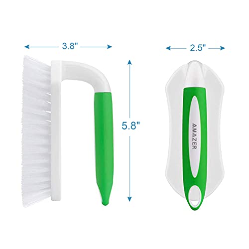 Amazer Scrub Brush Comfort Grip & Flexible Stiff Bristles Heavy Duty for Bathroom Shower Sink Carpet Floor - Pack of 2 (Green+Green)