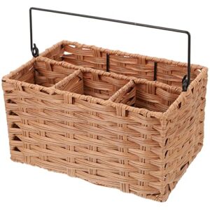 cabilock rattan storage basket 4 section wicker divided baskets tea bag sugar packet holder coffee station condiment organizer silverware cutlery storage box