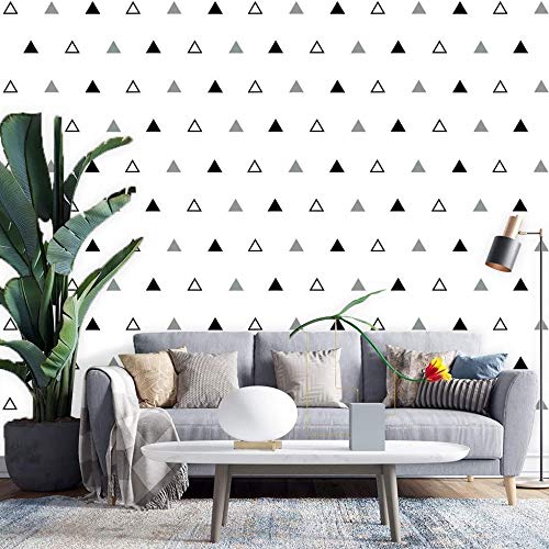 HOYOYO Geometry Self-Adhesive Liner Paper, Black White Grey Triangles Peel and Stick Shelf Liner Drawer Cabinets Door Tbale Surface Kitchen Wall Art Decoration 17.8 x 118 inch