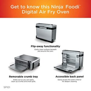 Ninja SP101 Digital Air Fry Countertop Oven with 8-in-1 Functionality, Flip Up & Away Capability for Storage Space, with Air Fry Basket, Wire Rack & Crumb Tray, Silver