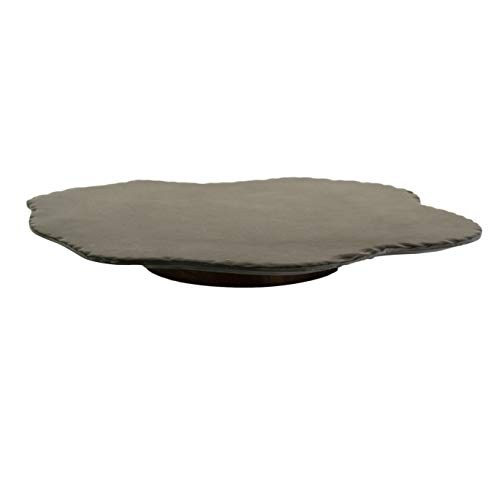 MY SWANKY HOME Black Natural Stone Rustic Edge Lazy Susan Kitchen Turntable Rotating Tray