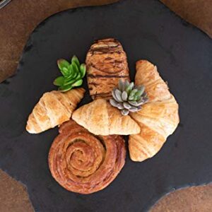 MY SWANKY HOME Black Natural Stone Rustic Edge Lazy Susan Kitchen Turntable Rotating Tray