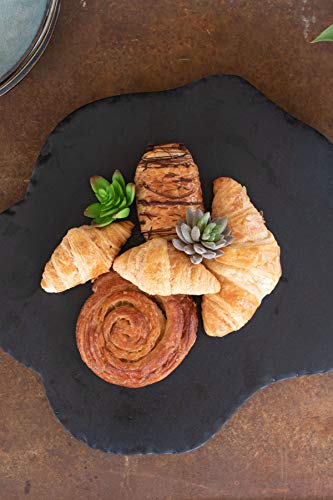 MY SWANKY HOME Black Natural Stone Rustic Edge Lazy Susan Kitchen Turntable Rotating Tray