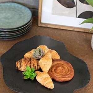 MY SWANKY HOME Black Natural Stone Rustic Edge Lazy Susan Kitchen Turntable Rotating Tray