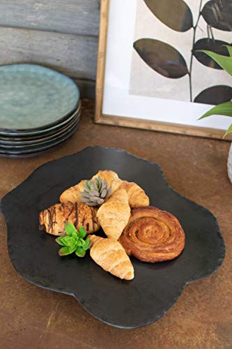 MY SWANKY HOME Black Natural Stone Rustic Edge Lazy Susan Kitchen Turntable Rotating Tray