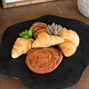 MY SWANKY HOME Black Natural Stone Rustic Edge Lazy Susan Kitchen Turntable Rotating Tray