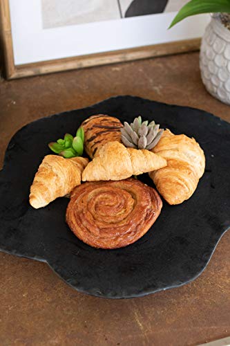 MY SWANKY HOME Black Natural Stone Rustic Edge Lazy Susan Kitchen Turntable Rotating Tray