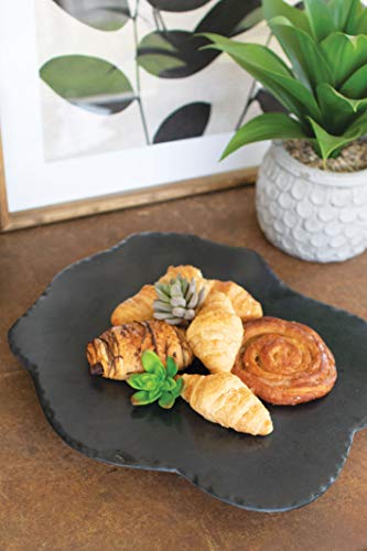 MY SWANKY HOME Black Natural Stone Rustic Edge Lazy Susan Kitchen Turntable Rotating Tray