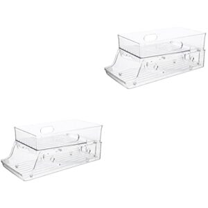 cabilock 2pcs stackable type vegetable with drink plastic cabinet ing rack cola container lid meat storage organizer convenient countertop beverage fruit freezer holder drawer transparent