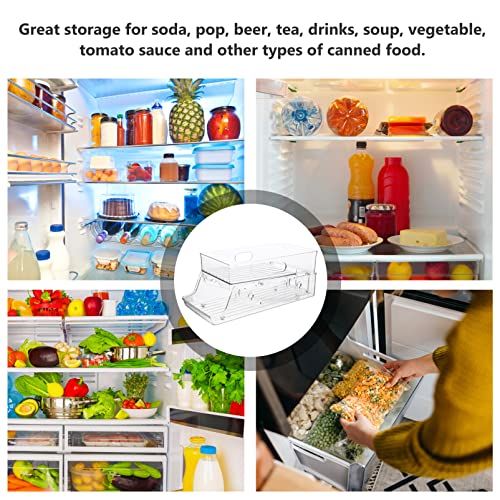 Cabilock 2pcs Stackable Type Vegetable with Drink Plastic Cabinet Ing Rack Cola Container Lid Meat Storage Organizer Convenient Countertop Beverage Fruit Freezer Holder Drawer Transparent