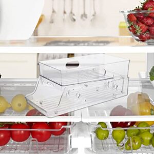 Cabilock 2pcs Stackable Type Vegetable with Drink Plastic Cabinet Ing Rack Cola Container Lid Meat Storage Organizer Convenient Countertop Beverage Fruit Freezer Holder Drawer Transparent