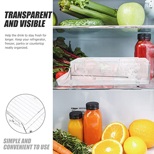 Cabilock 2pcs Stackable Type Vegetable with Drink Plastic Cabinet Ing Rack Cola Container Lid Meat Storage Organizer Convenient Countertop Beverage Fruit Freezer Holder Drawer Transparent