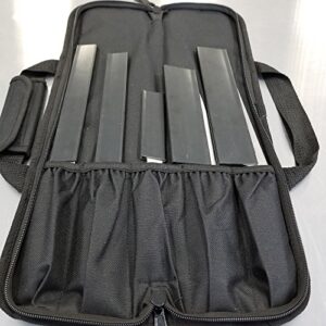 Ergo Chef Padded Chef Knife Case Roll with 5 pc 5 Pocket Bag w/5pc. Black Edge Guards