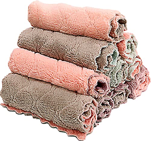 10 Pack Kitchen Cloth, Microfiber Dish Towels Washcloths, Super Absorbent Coral Velvet Dishtowels, Premium Cleaning Cloths,Non-Stick Oil Quick Dry Dish Towels, Soft Tea Towels, Table Cleaning Cloths.