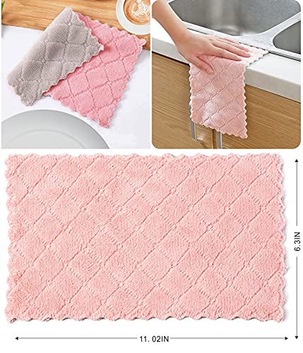 10 Pack Kitchen Cloth, Microfiber Dish Towels Washcloths, Super Absorbent Coral Velvet Dishtowels, Premium Cleaning Cloths,Non-Stick Oil Quick Dry Dish Towels, Soft Tea Towels, Table Cleaning Cloths.