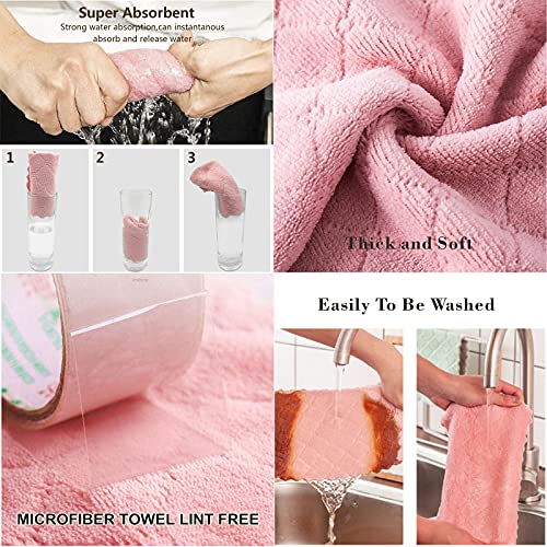 10 Pack Kitchen Cloth, Microfiber Dish Towels Washcloths, Super Absorbent Coral Velvet Dishtowels, Premium Cleaning Cloths,Non-Stick Oil Quick Dry Dish Towels, Soft Tea Towels, Table Cleaning Cloths.