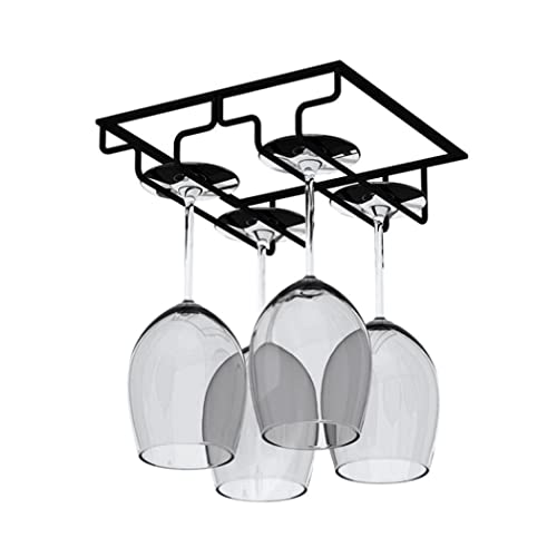 Hoshen GobletWine Glass Holder, Under Cabinet Goblet Holder, High Upside Down Wrought Iron Home, Bar Hanging Wine Glass Holder, Wine Glass Holder, (2 Rows) - Black