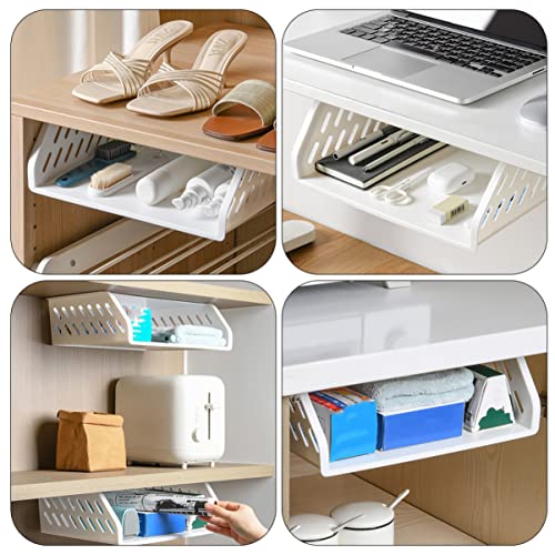 Zerodeko 3 pcs Basket Bathroom Organizer Hidden Hollow Bin Shelves Office Kitchen Small Under Sorting Pencil Drawer Cabinets Home Bedroom Desktop Objects Necessities Wall-mounted Cosmetics