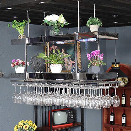 Multi-Layer Cabinet Holder Red Wine Cup Upside Down Hanging Stemware Holder（Gold, Silver） J112, PIBM, Silver, 80cm*35cm