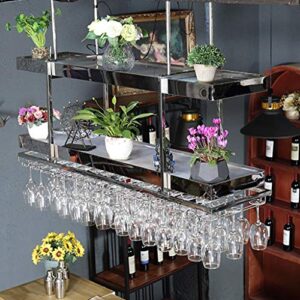 Multi-Layer Cabinet Holder Red Wine Cup Upside Down Hanging Stemware Holder（Gold, Silver） J112, PIBM, Silver, 80cm*35cm