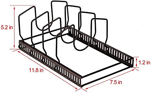 Toplife Adjustable 7+ Lids Organizer Rack + 10+ Bakeware Organizer Rack for Kitchen Cabinet and Counter, Brown