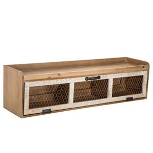 hobby lobby brown chicken wire wood wall shelf with pull down drawer for home kitchen decor