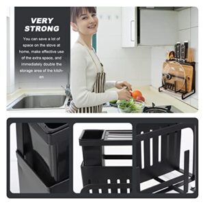 Cabilock 1 Set Knife Block Cutting Board Holder Wall Mounted Pan Pot Lid Holder Cutlery Organizer Kitchen Storage Display Stand Black