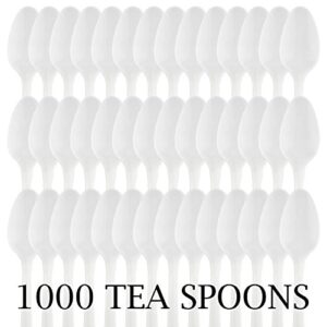 PLASTICPRO Cutlery Plastic Teaspoons Medium Weight Disposable Silverware White (1000 Count)