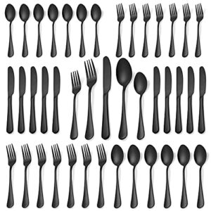 20 piece matte black silverware set service for 4,stainless steel flatware set,kitchen tableware set,cutlery set for home and restaurant,include knife fork spoon set,satin finish,dishwasher safe