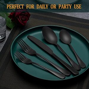 20 Piece Matte Black Silverware Set Service for 4,Stainless Steel Flatware Set,Kitchen Tableware Set,Cutlery Set for Home and Restaurant,Include Knife Fork Spoon Set,Satin Finish,Dishwasher Safe