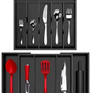 ROYAL CRAFT WOOD Black Basic Silverware Drawer Organizer and Expandable Utensil Drawer Organizer