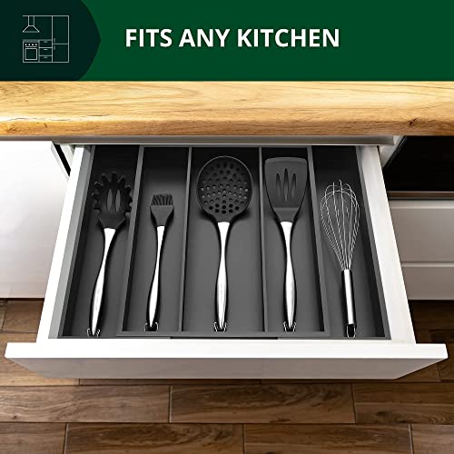 ROYAL CRAFT WOOD Black Basic Silverware Drawer Organizer and Expandable Utensil Drawer Organizer