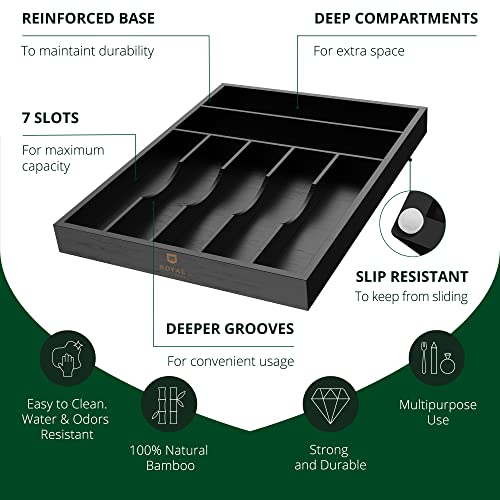 ROYAL CRAFT WOOD Black Basic Silverware Drawer Organizer and Expandable Utensil Drawer Organizer