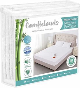 king size cooling waterproof mattress protector pad cover,bamboo terry top breathable fitted sheet style deep pocket-noiseless,vinyl,pvc free,matressprotector king for pets kids adults