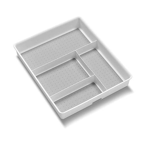 madesmart - 15222 Basic Gadget Tray Organizer - White | BASIC COLLECTION | 4-Compartments | Multi-Purpose Storage | Non-slip Lining | Easy to Clean | Durable | BPA-Free