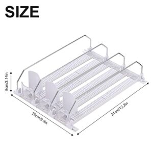 Mokylor Drink Dispenser for Fridge, 3 Row Self-Pushing Soda Can Organizer for Refrigerator, Width Ajustable Beverage Pusher Glide Beer Pop Can Water Bottle Storage for Pantry