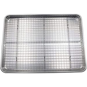 Checkered Chef Baking Sheet with Wire Rack Set 13" x 18" - Single Set w/ Half Sheet Pan & Stainless Steel Oven Rack for Cooking