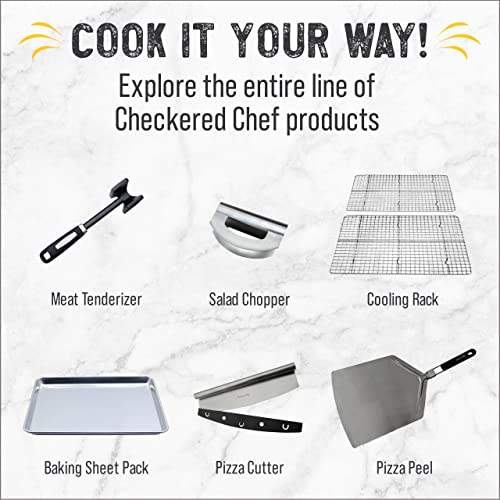 Checkered Chef Baking Sheet with Wire Rack Set 13" x 18" - Single Set w/ Half Sheet Pan & Stainless Steel Oven Rack for Cooking