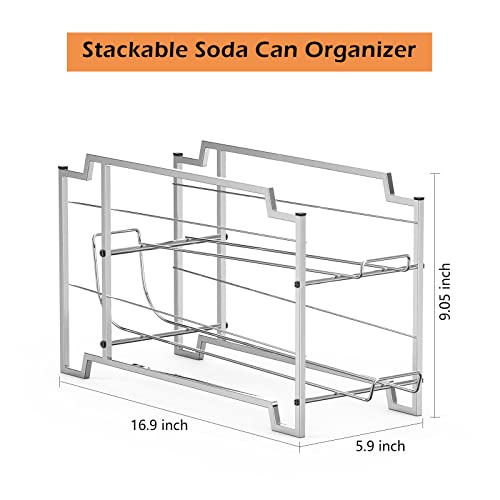 Soda Can Organizer for Refrigerator Stackable Beverage Can Dispenser Can Organizer for Pantry Can Holder Kitchen Cabinet Countertop 2 Pack